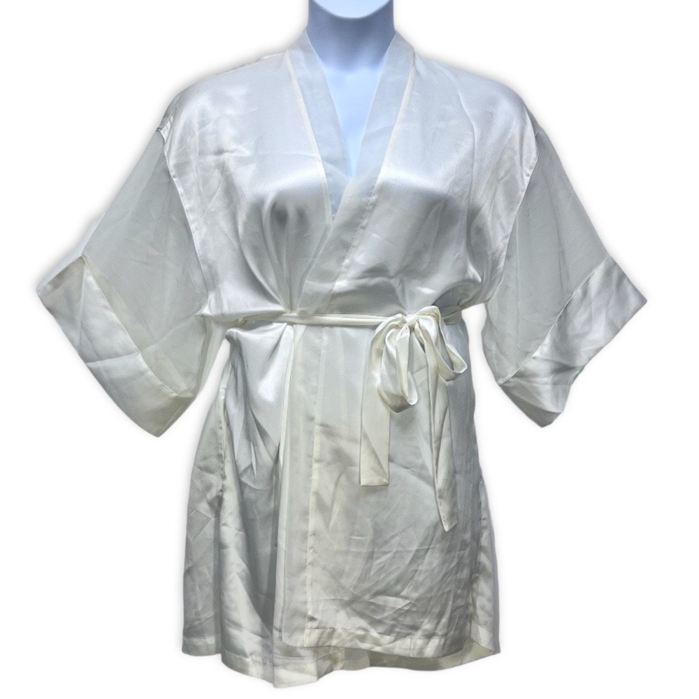 Vintage Vs Gold Label Satin Robe Off White / Ivory Br… - Gem